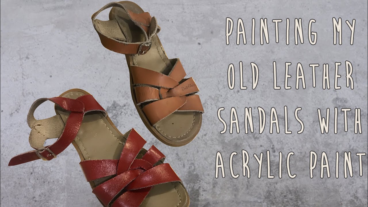 Painting my old leather sandals with acrylic paint - YouTube
