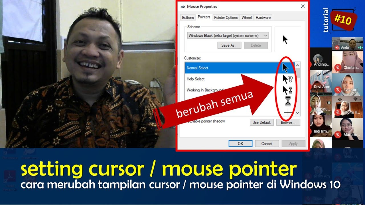Merubah Bentuk Mouse Pointer atau Cursor Windows 10 - YouTube