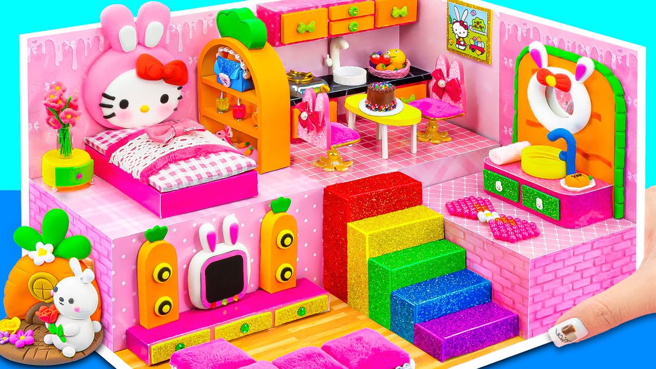 3 in 1 DIY Miniature Cardboard House - How To Make Cute Bunny House for ...