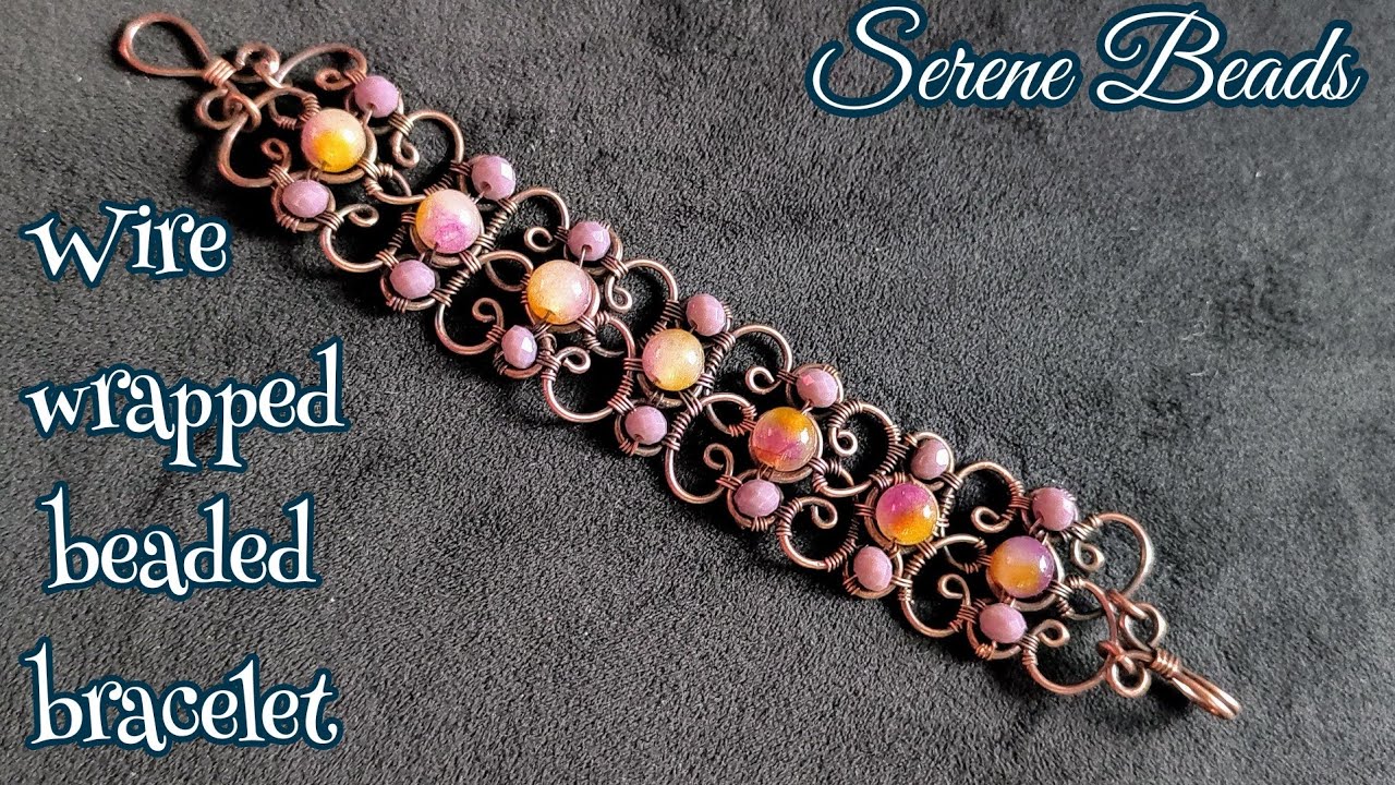 Wire wrapped beaded bracelet | Making beaded wire bracelet step by step ...