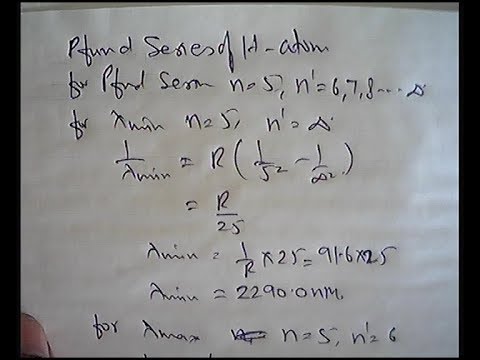 Pfund Series in Emission Spectrum of Hydrogen Atom - YouTube