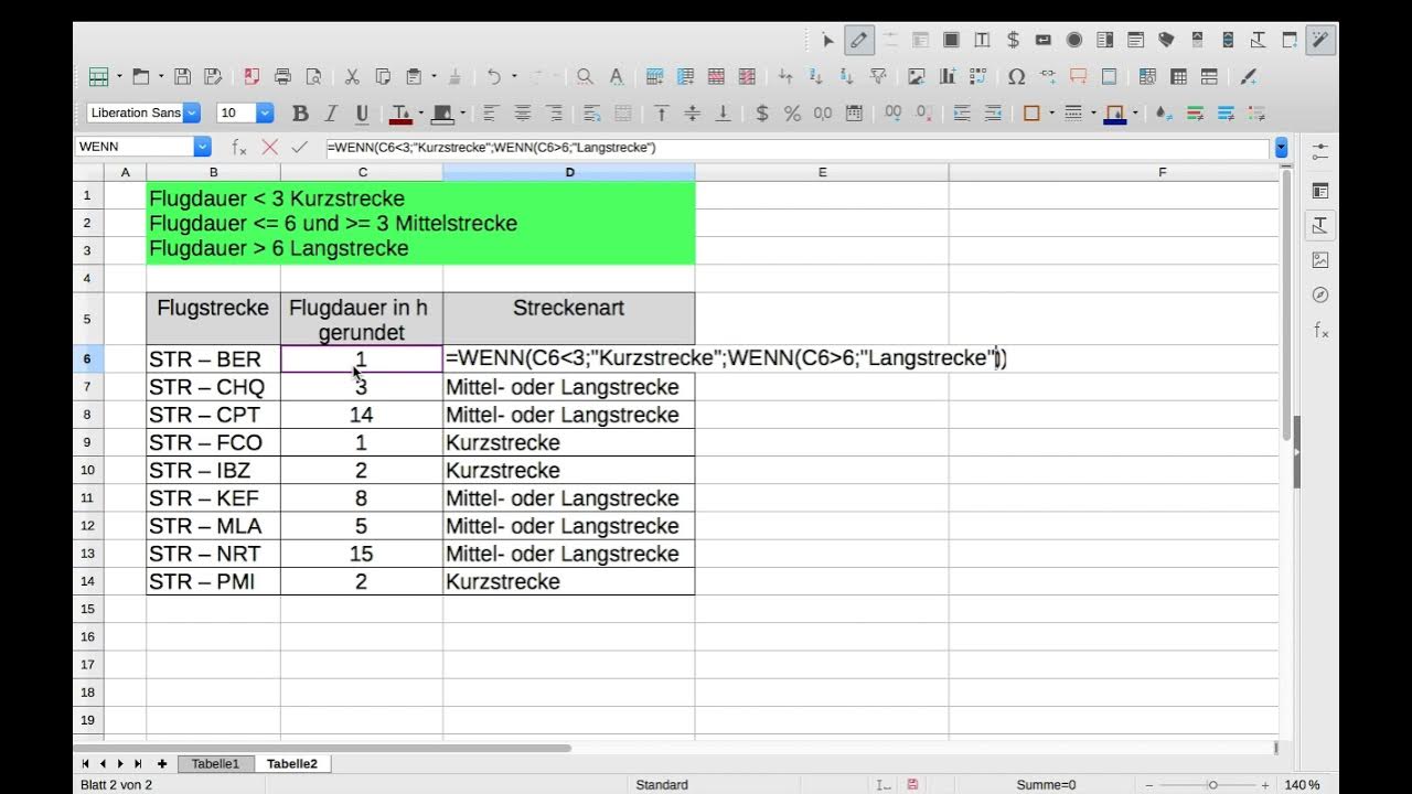 verschachtelte/geschachtelte WENN DANN SONST Funktion in der ...