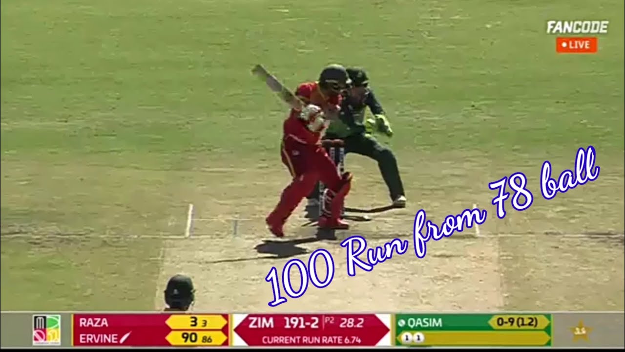 Ervine scored 100 runs in only 78 balls || Zimbabwe 🆚 Pakistan ...