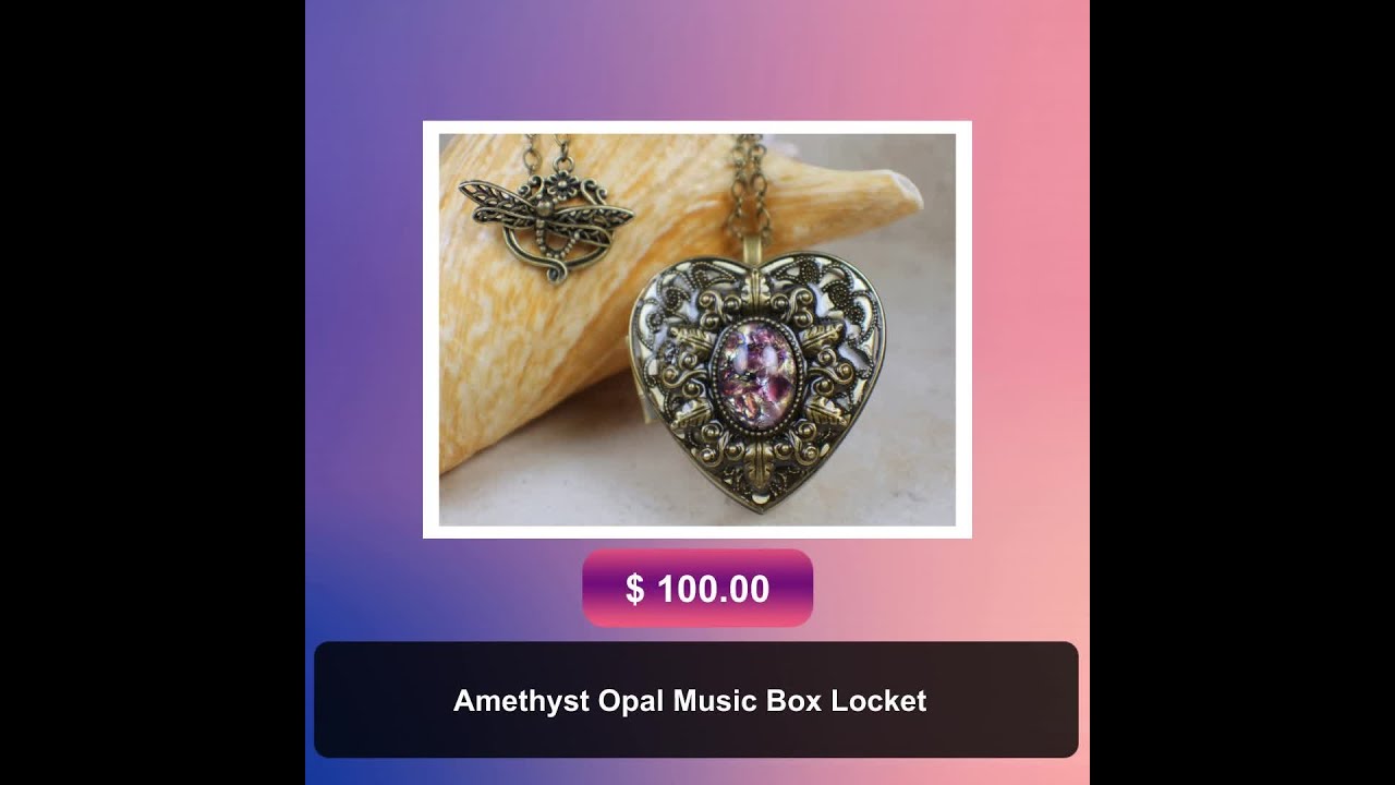 Amethyst Opal Music Box Locket - YouTube