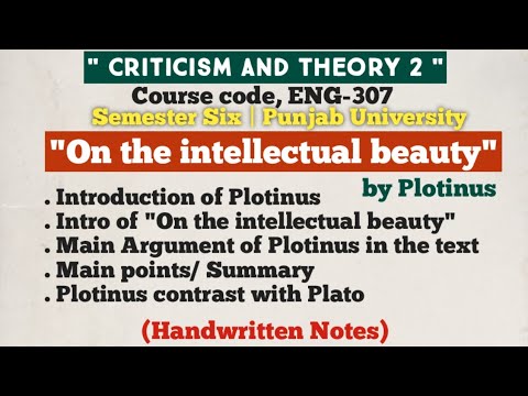 On the intellectual beauty by Plotinus | Notes | ENG-307 | Criticism ...