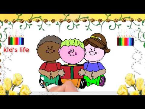 How To Draw Child Reading A Book. Colouring and teach draw for kids ...