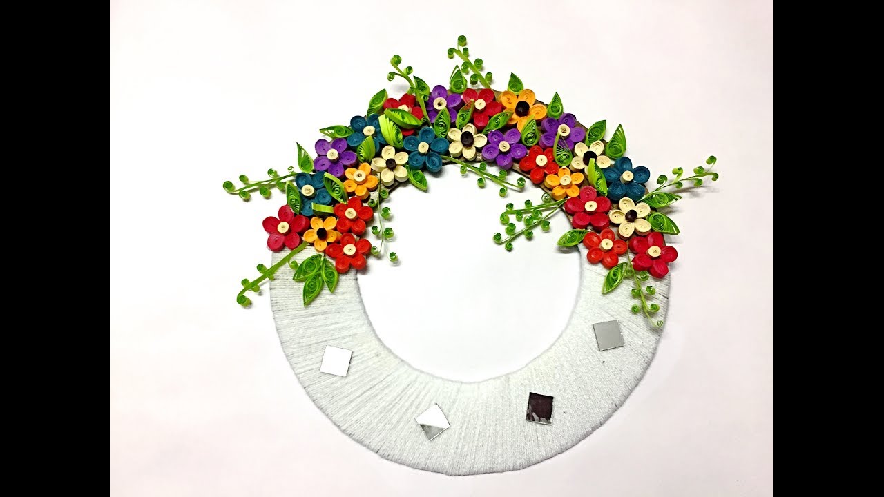 DIY : Wall hanging from yarn and quilling flowers / Quilled wreath ...