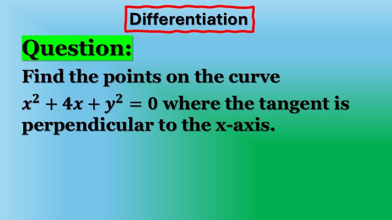 Finding Tangent Points Perpendicular to the X-Axis on a Curve[x^2+4x+y ...
