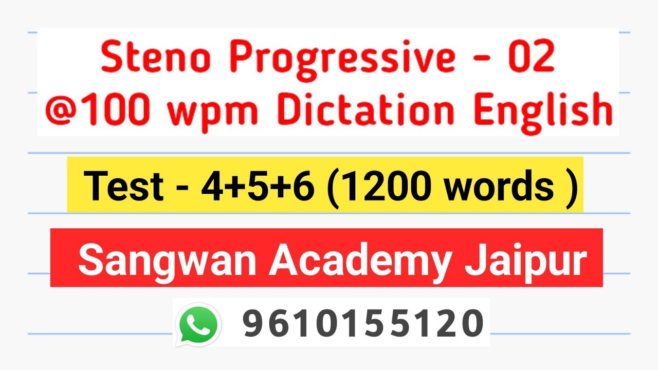 #english #steno English Steno speed dictation 100 wpm. progressive ...