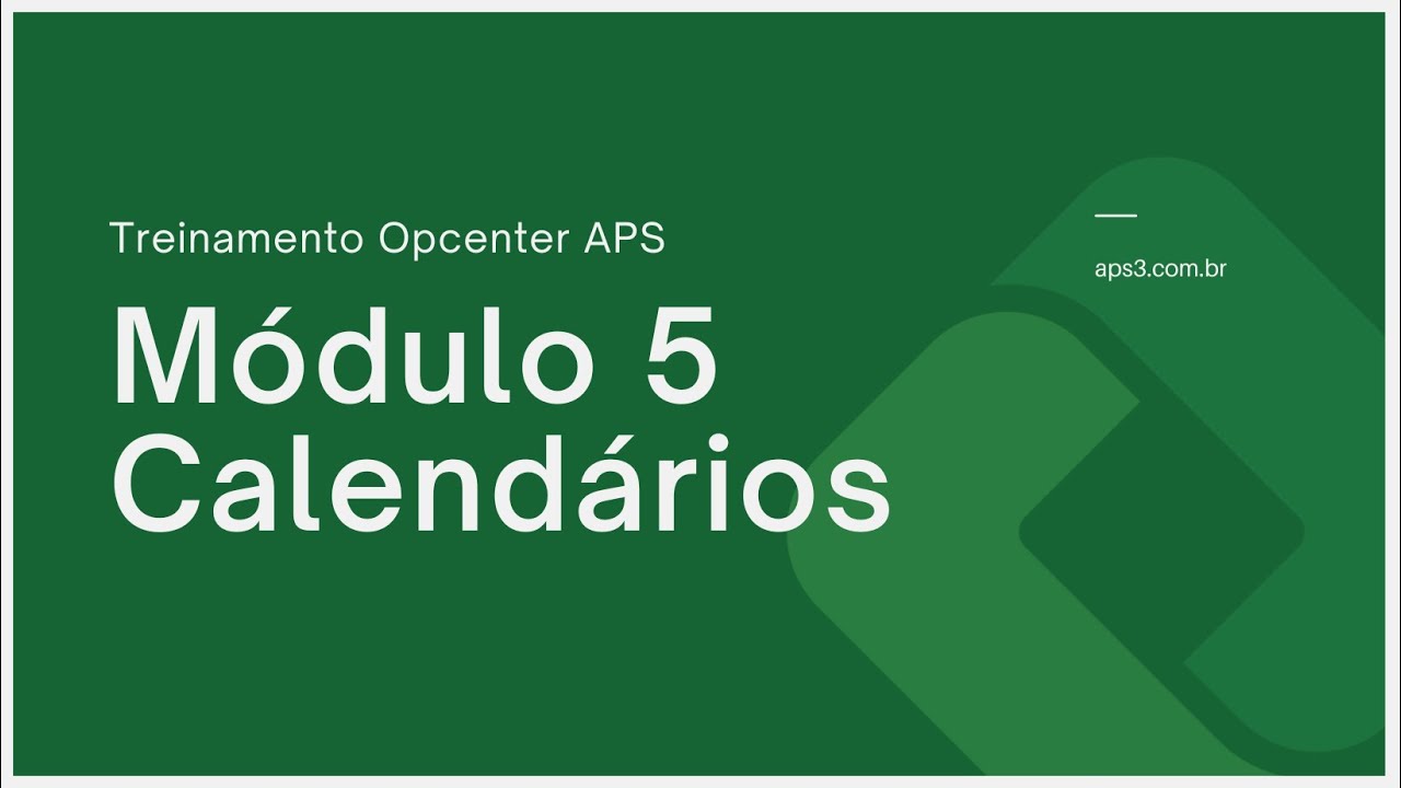 Treinamento Opcenter APS (Preactor) | Módulo 5 | Calendários - YouTube