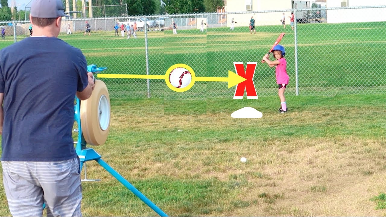 GIRL IS THE BEST HITTER ON BOYS BASEBALL TEAM! MACHINE PITCH BASEBALL ...