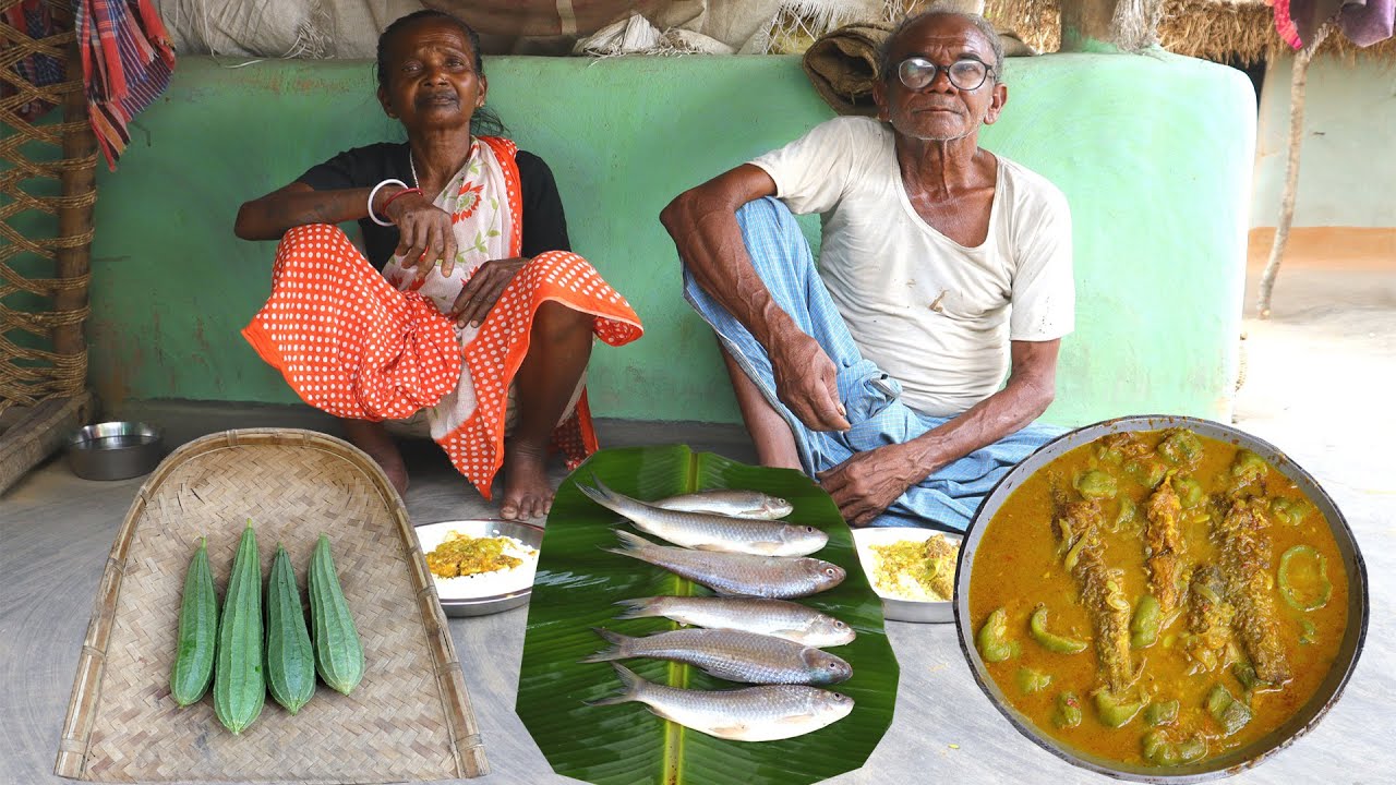 Farm Fresh Ridge Gourd with Fish Curry recipe | Our Old tribal couple ...