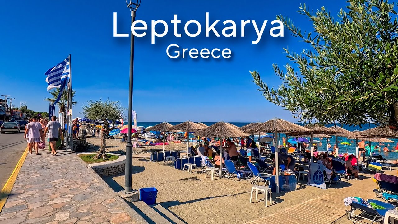 Leptokarya Greece Walking Tour 2024 - YouTube