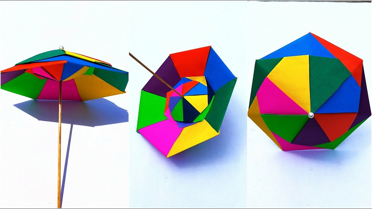 How to Make Paper Umbrella || Easy Colorful Paper Umbrella || DIY - YouTube