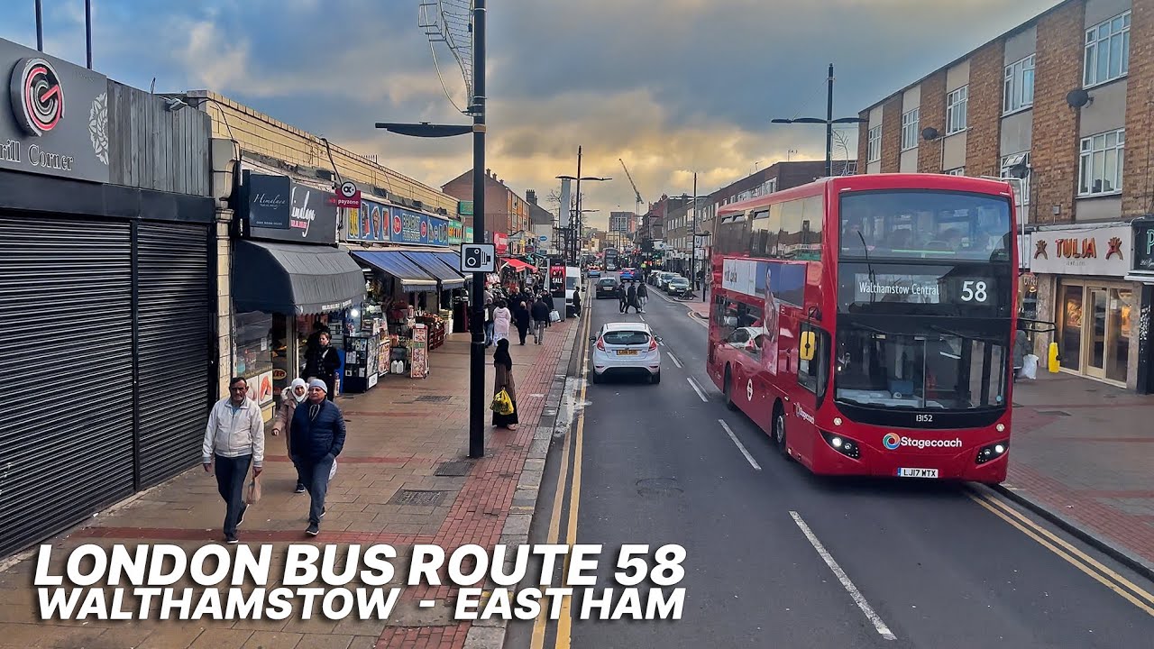 Experience a London double-decker bus ride from Walthamstow to East Ham ...