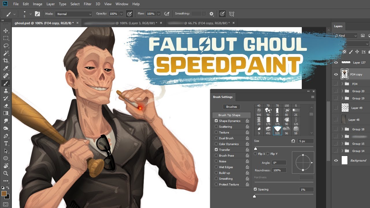 Fallout | Greaser Ghoul | Digital Painting Process - YouTube