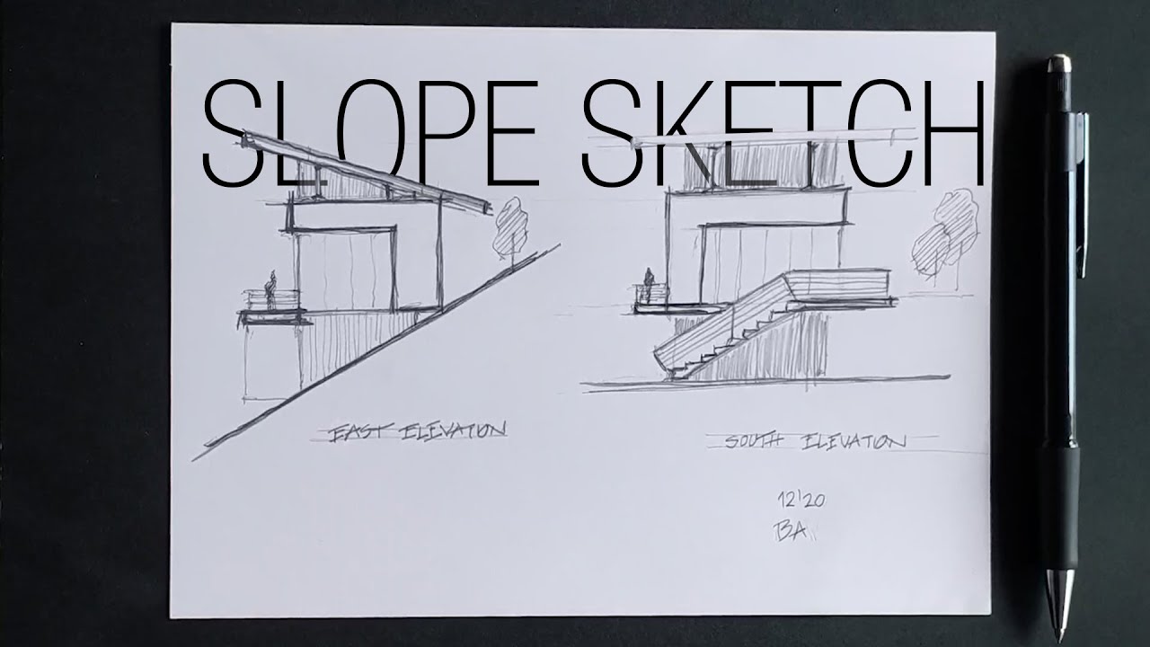 SLOPE HOUSE SKETCH ¦ ARCHITECTURAL SKETCHING - YouTube