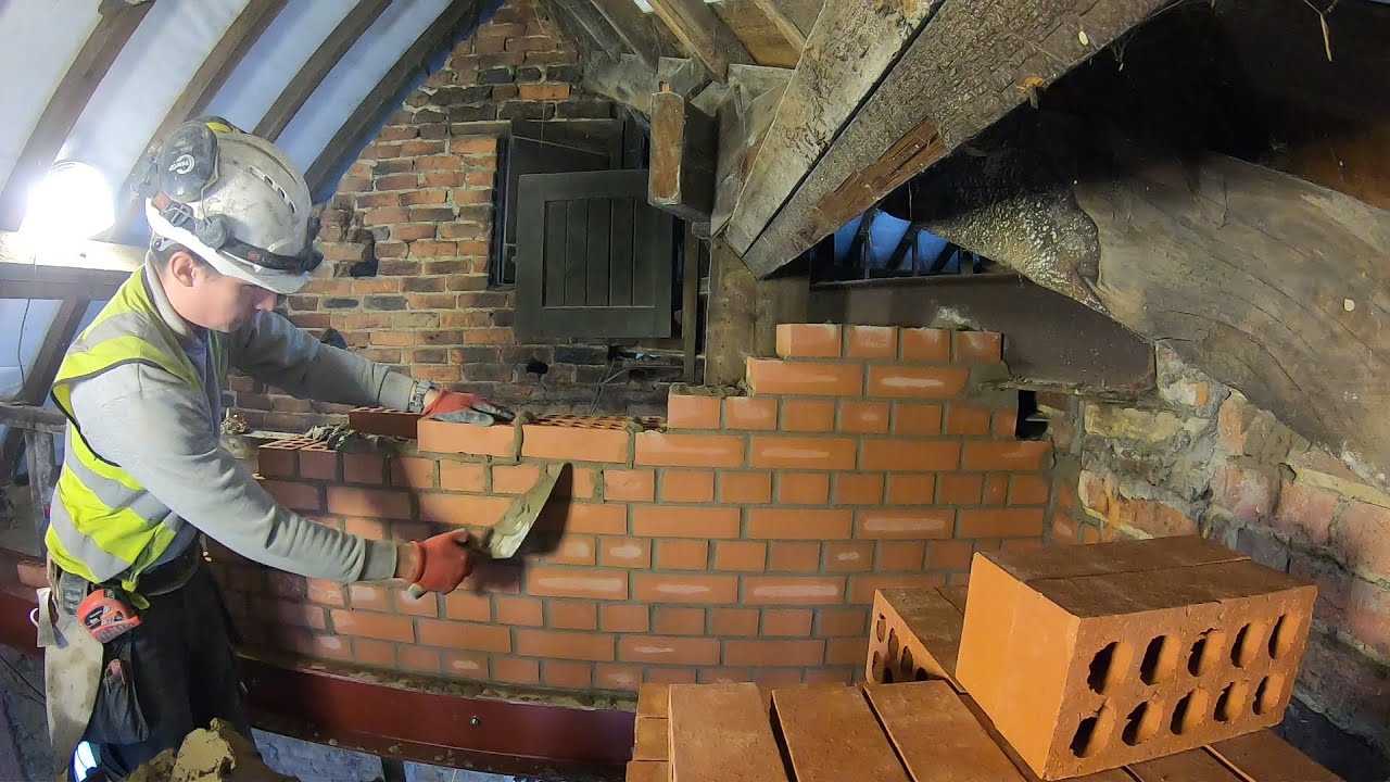 Bricklaying - English Bond Purlin Support Wall - YouTube
