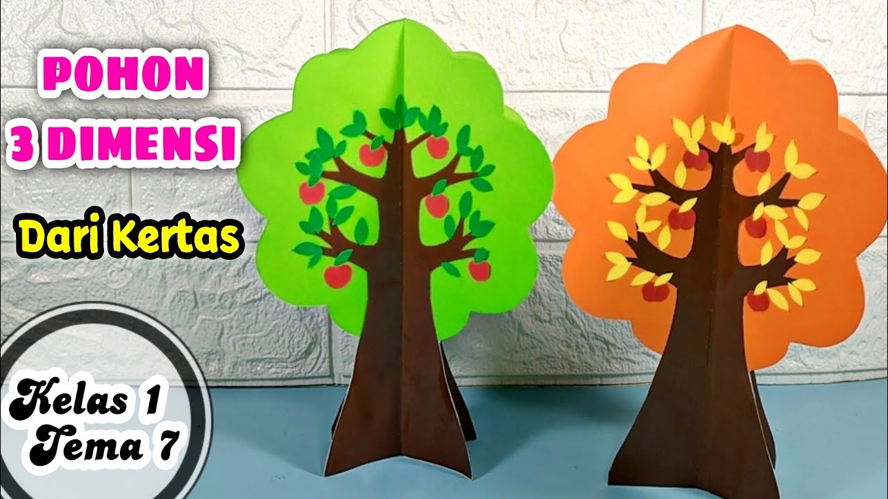 Cara Membuat Pohon Kertas Tugas Kelas 1 Tema 7 || Cara Membuat Tanaman ...