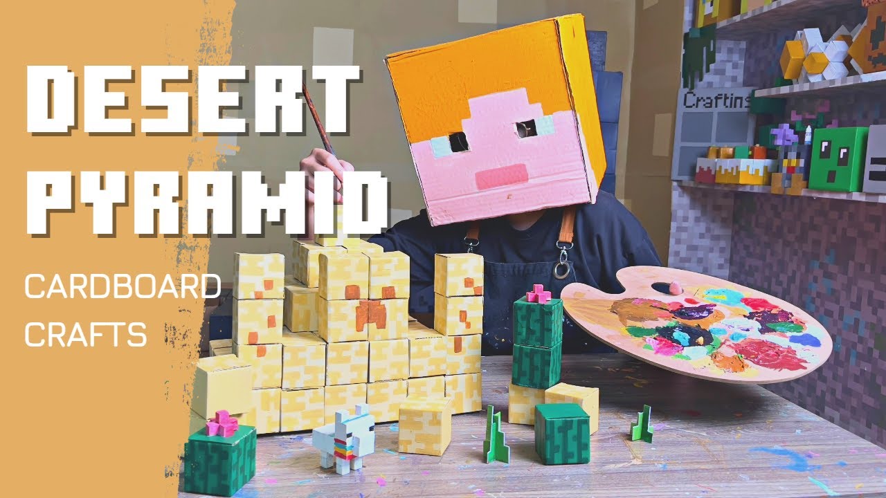 Minecraft Epic Desert Pyramid Diorama: Ultimate Cardboard Build - YouTube