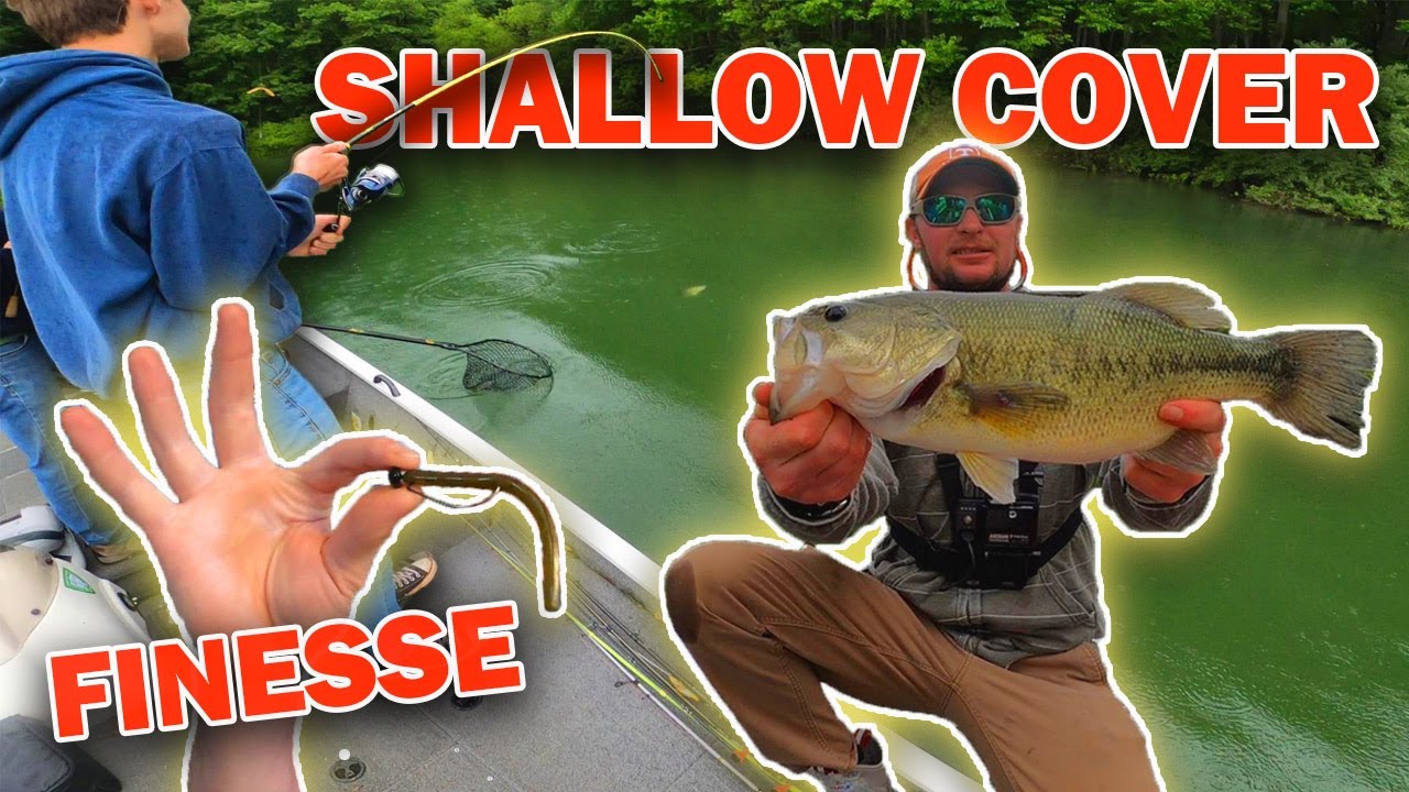 The key to fishing shallow cover in lakes (Finesse fishing) - YouTube