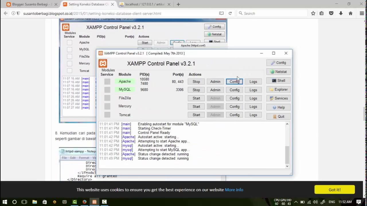 Setting Koneksi Database Client-Server Menggunakan Xampp - YouTube