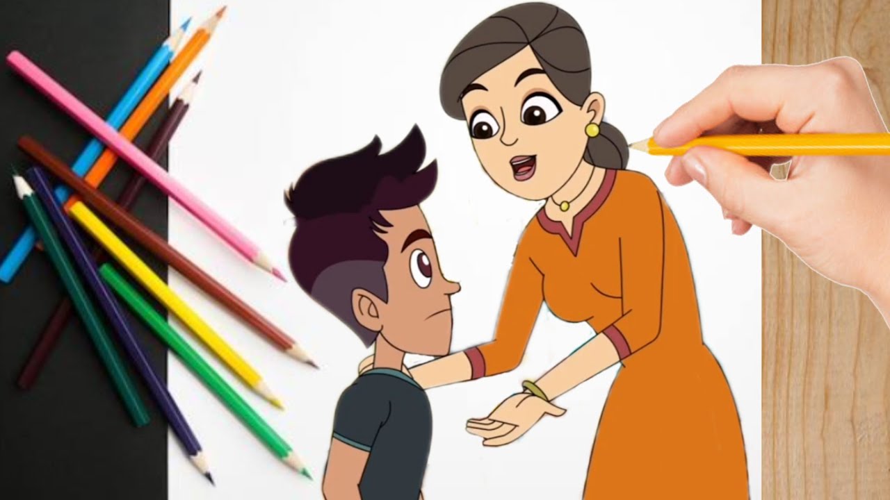 How to draw Chikoo aur Bunty mom easy step by step | Chiku aur Bunty ...