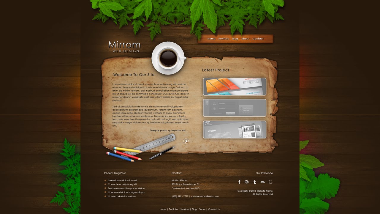 Photoshop Tutorial Web Design Creative Portfolio With Coffee Cup - YouTube