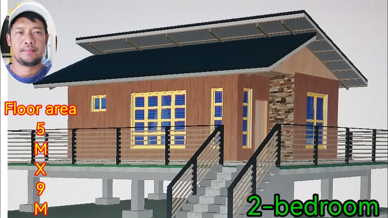 Modern elevated house plan (5mx9m). in prone areas in the village ...