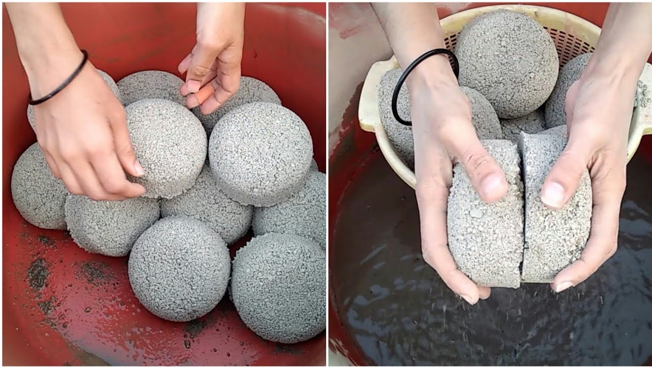 Gritty Crunchy Dry Crumble Sand Cement Bowl Shapes Smashing Crumbling ...