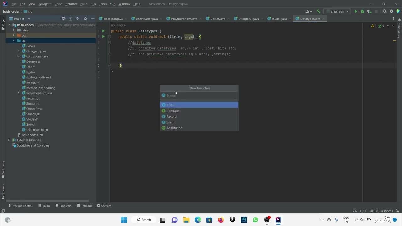 Datatypes In Java Youtube