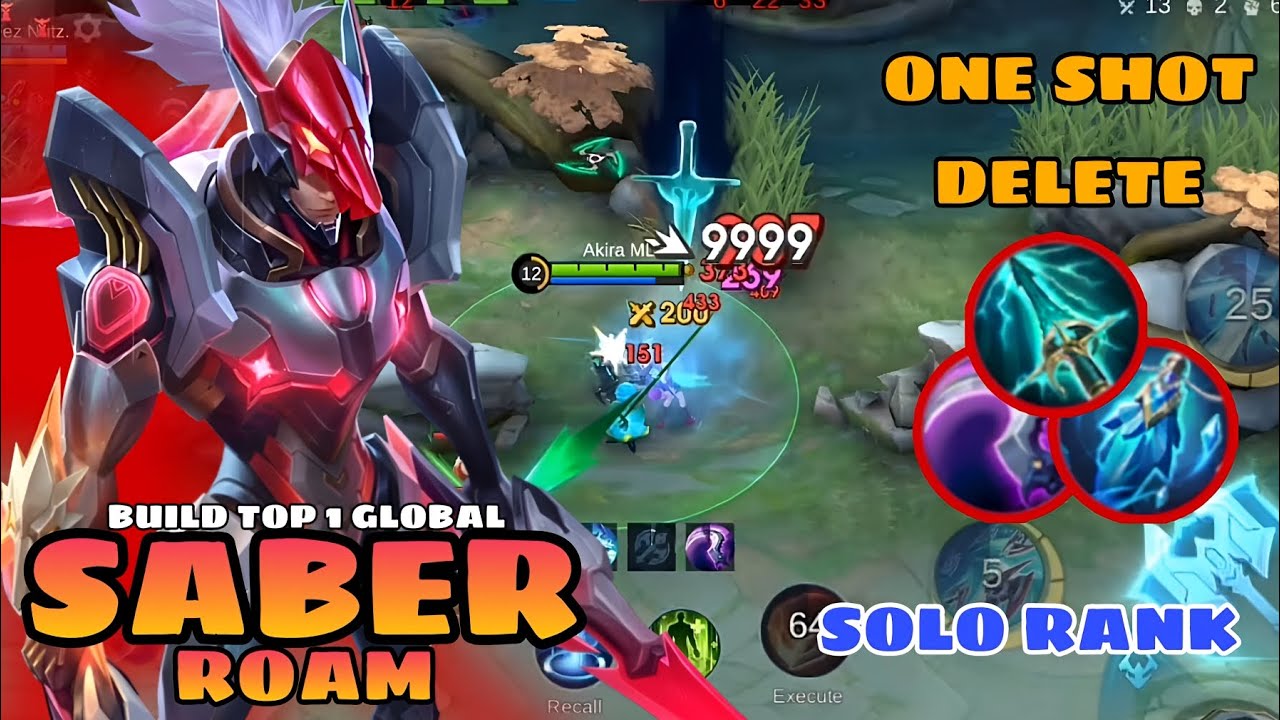 SABER ROAM BEST ONE SHOT BUILD 2024 | FAST RANK UP | SOLO RANK SABER ...