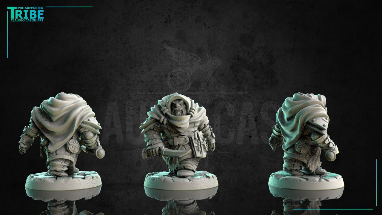 3D print miniatures, male dwarf rogue thief assassin with a knife - YouTube