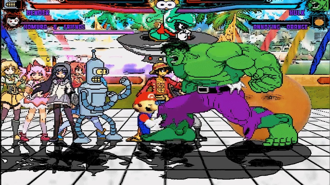 Mugen : Team Bender and co Vs Team Hulk and co (Request) - YouTube