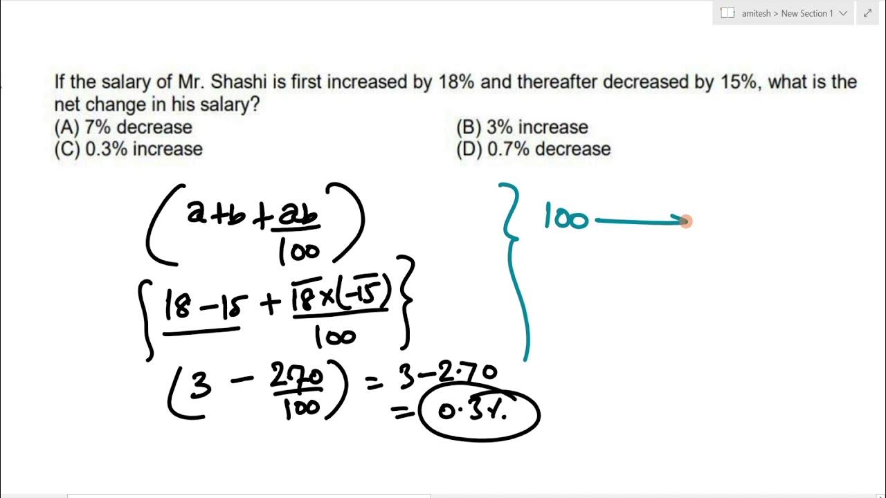 If the salary of Mr. Shashi is first increased by 18% and thereafter ...