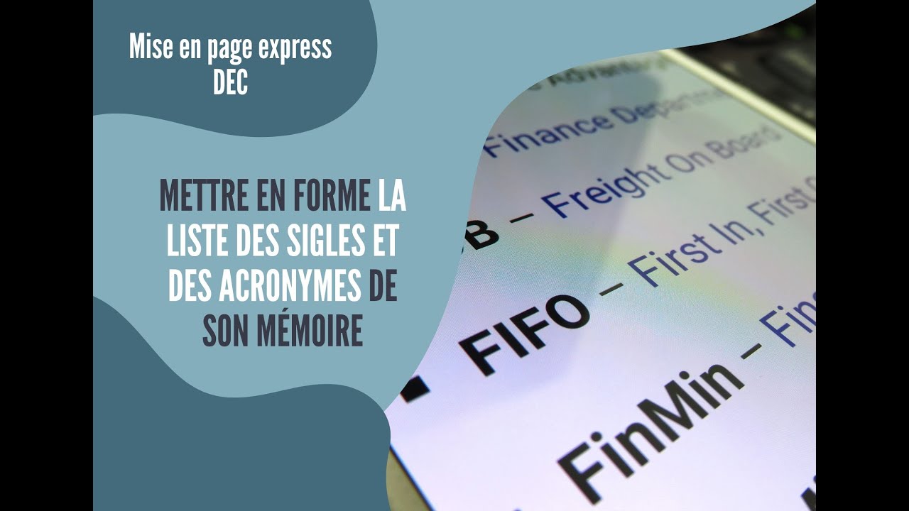 Mettre en forme sa liste des sigles et des acronymes - YouTube