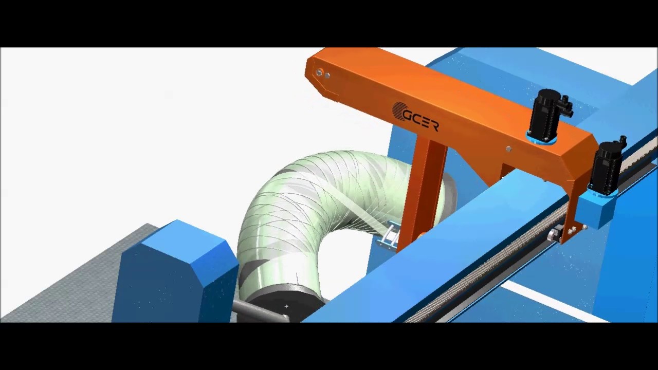 Elbow filament winding process animation (filament winding) - YouTube