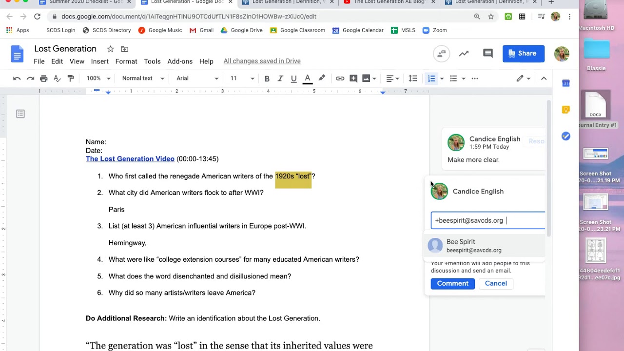 Google Docs: Comments and Tagging Comments - YouTube