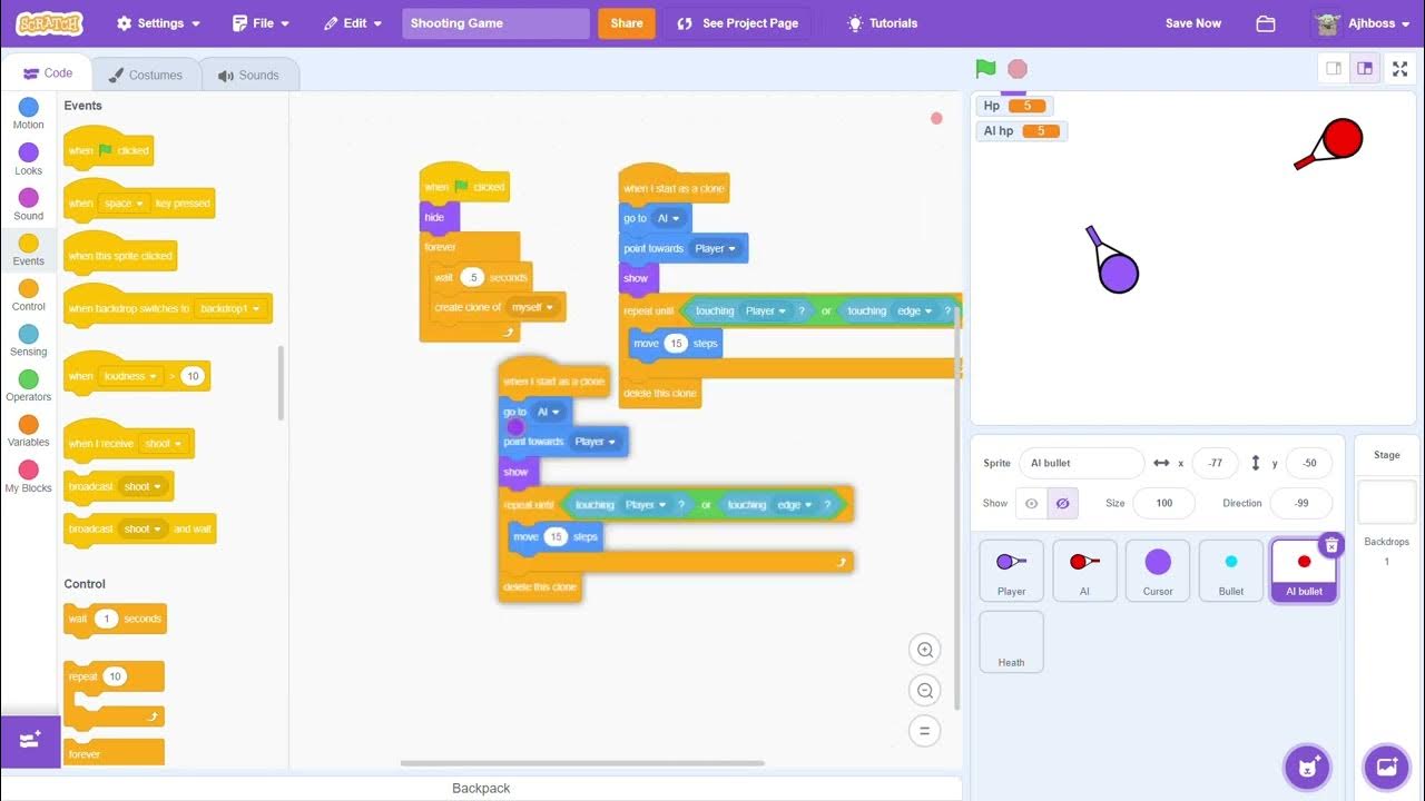 How to make a shooting game on scratch (Part 2) - YouTube