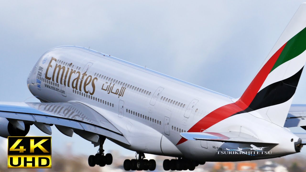 【4K】Amazing!! Close Takeoff Emirates A380 800 [A6-EOB]@Schiphol - YouTube
