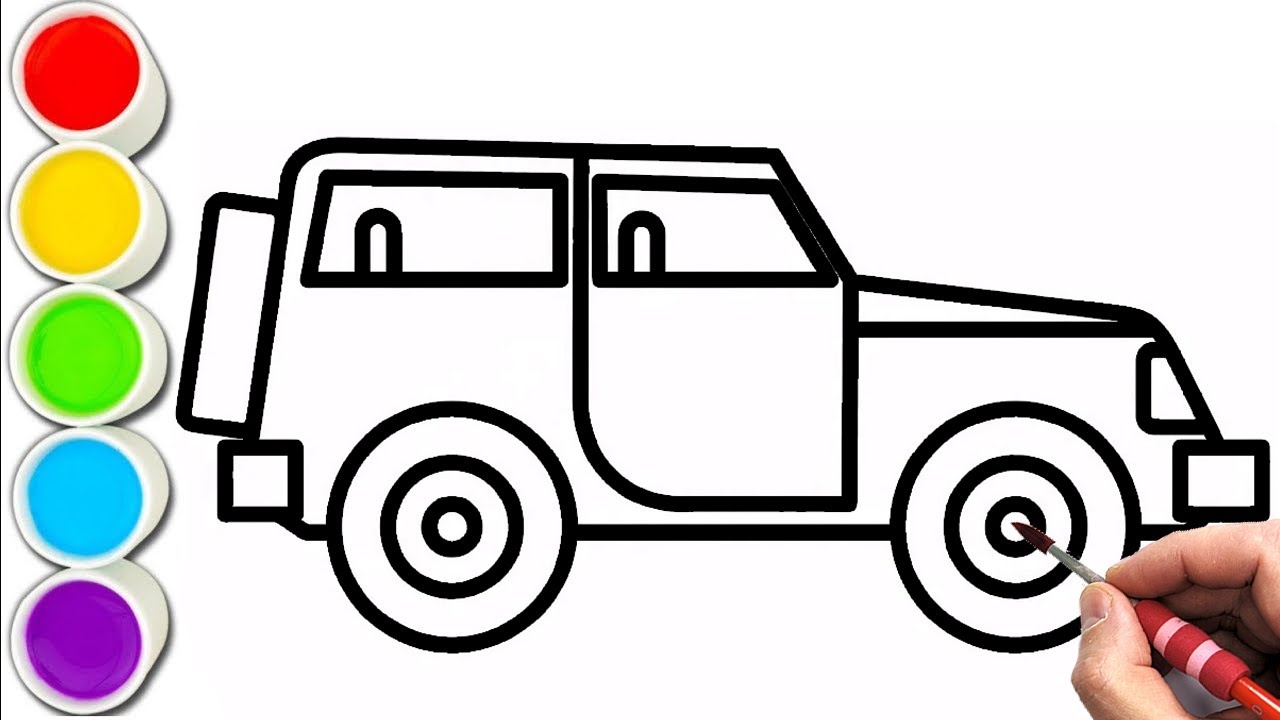 Jeep Drawing, Painting & Coloring For Kids and Toddlers_ Child Art ...