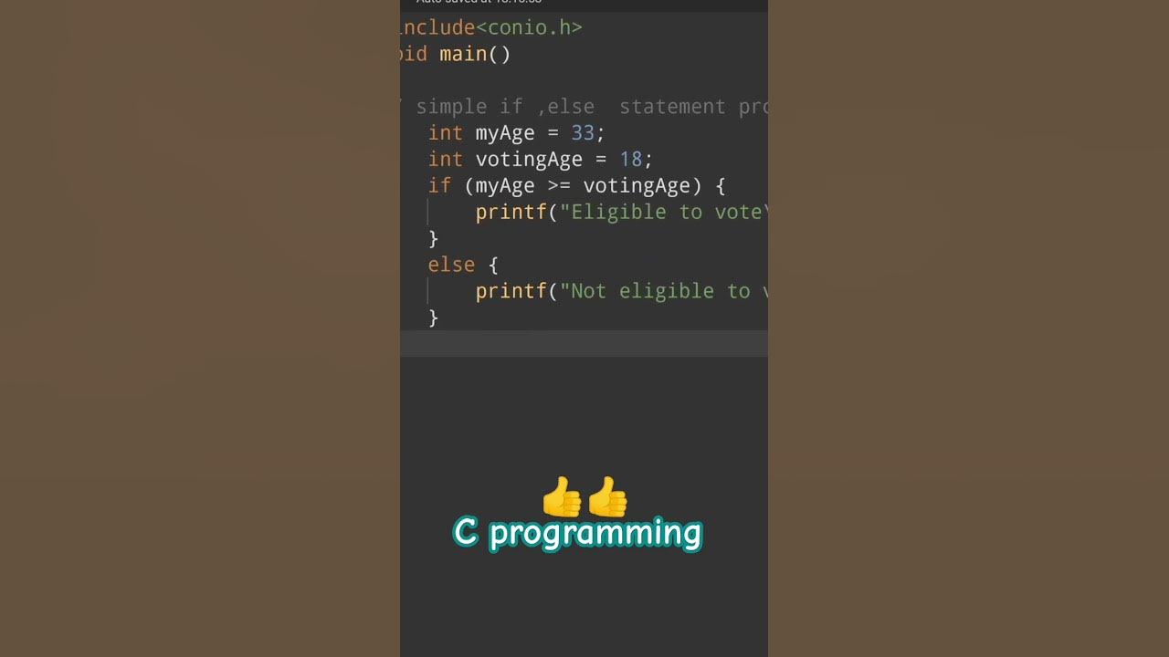 Simple if-else statement program 🥰🥰👍 # c program #shorts - YouTube