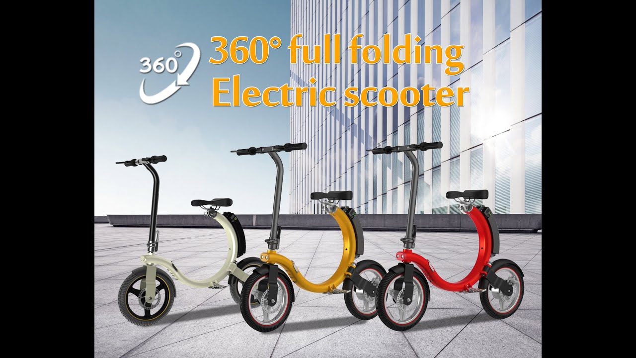 360 degree folding electric scooter - YouTube