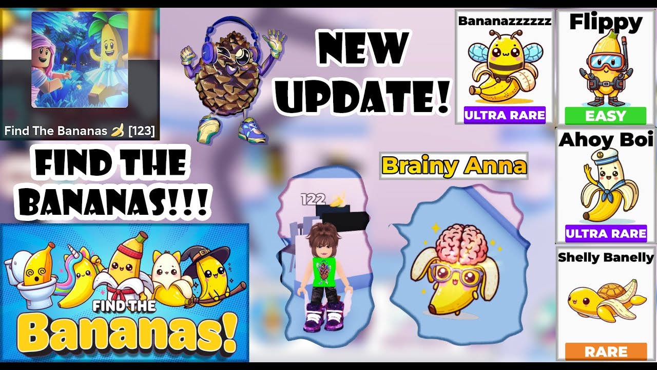 NEW UPDATE! Find 5 new Bananas! "Find the Bananas (123)" Roblox. With ...
