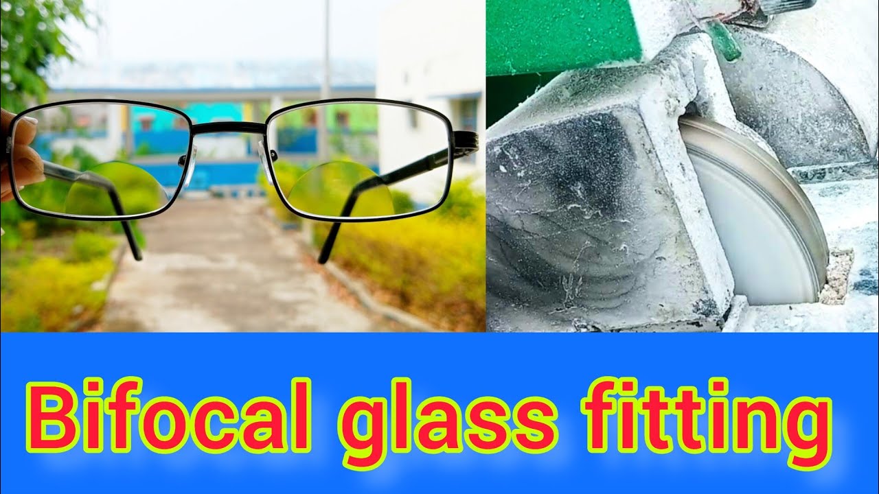Bifocal glass fitting | metal full frame | hand edger machine - YouTube