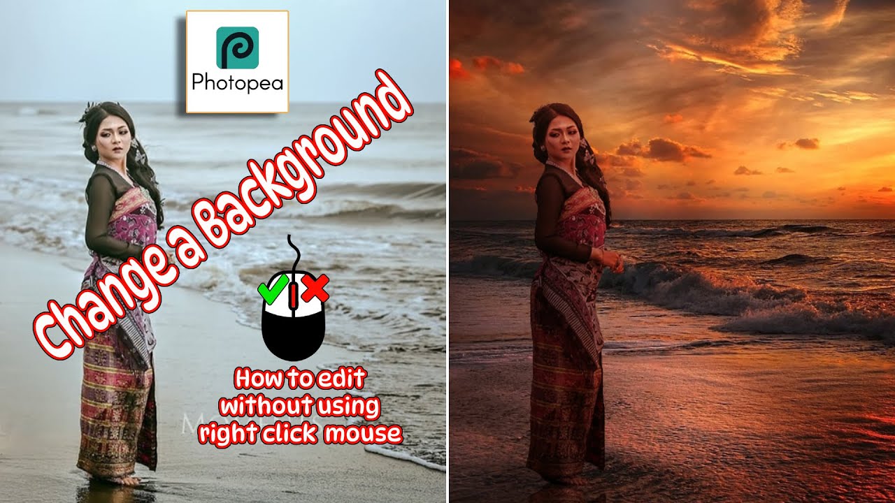 Sunset in The Beach Photos Manipulation Photopea Tutorial - YouTube