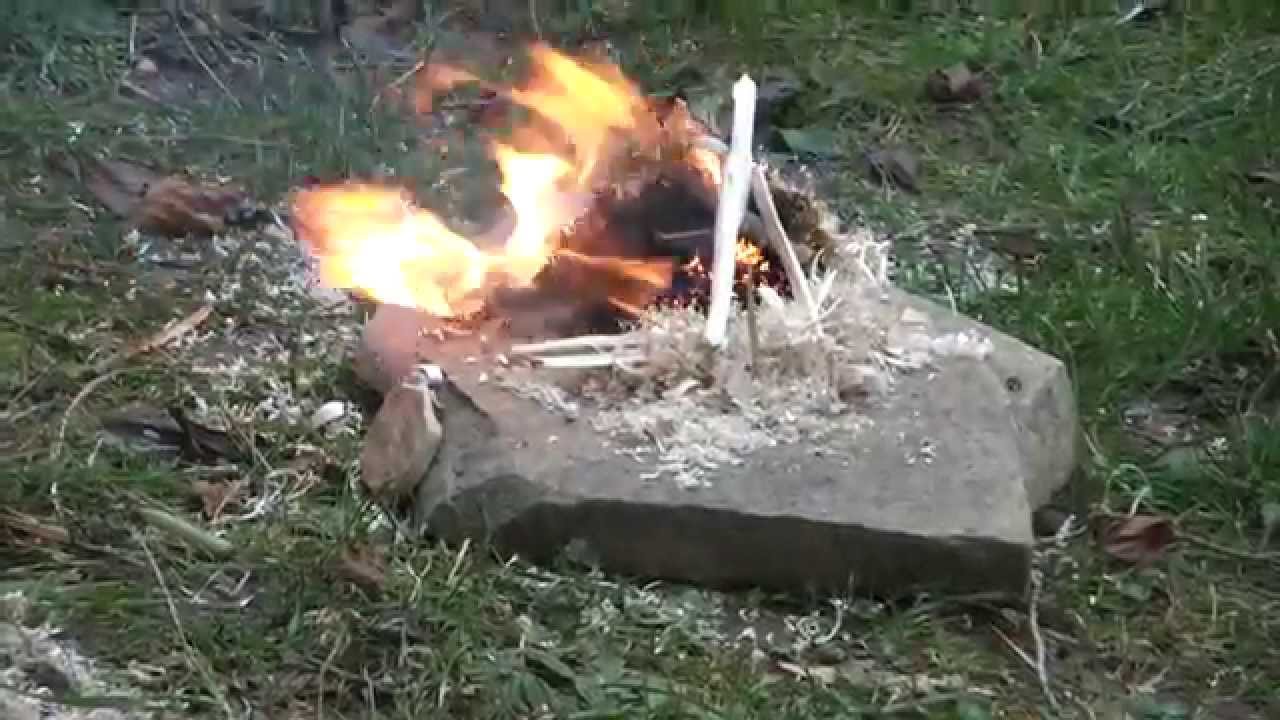 Friction fire - 2nd fire & 1st blister in 2014 - YouTube