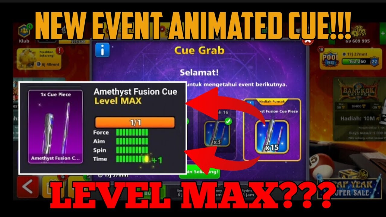 ANIMATED CUE AMETHYST FUSION || GRAB CUE EVENT 8 BALL POOL - YouTube