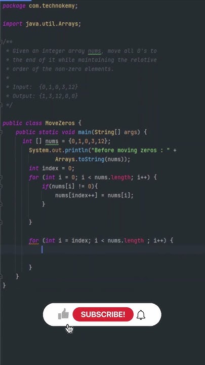 How To Move Zeros To The End Of An Integer Array In Java Java Shorts Leetcode Coding