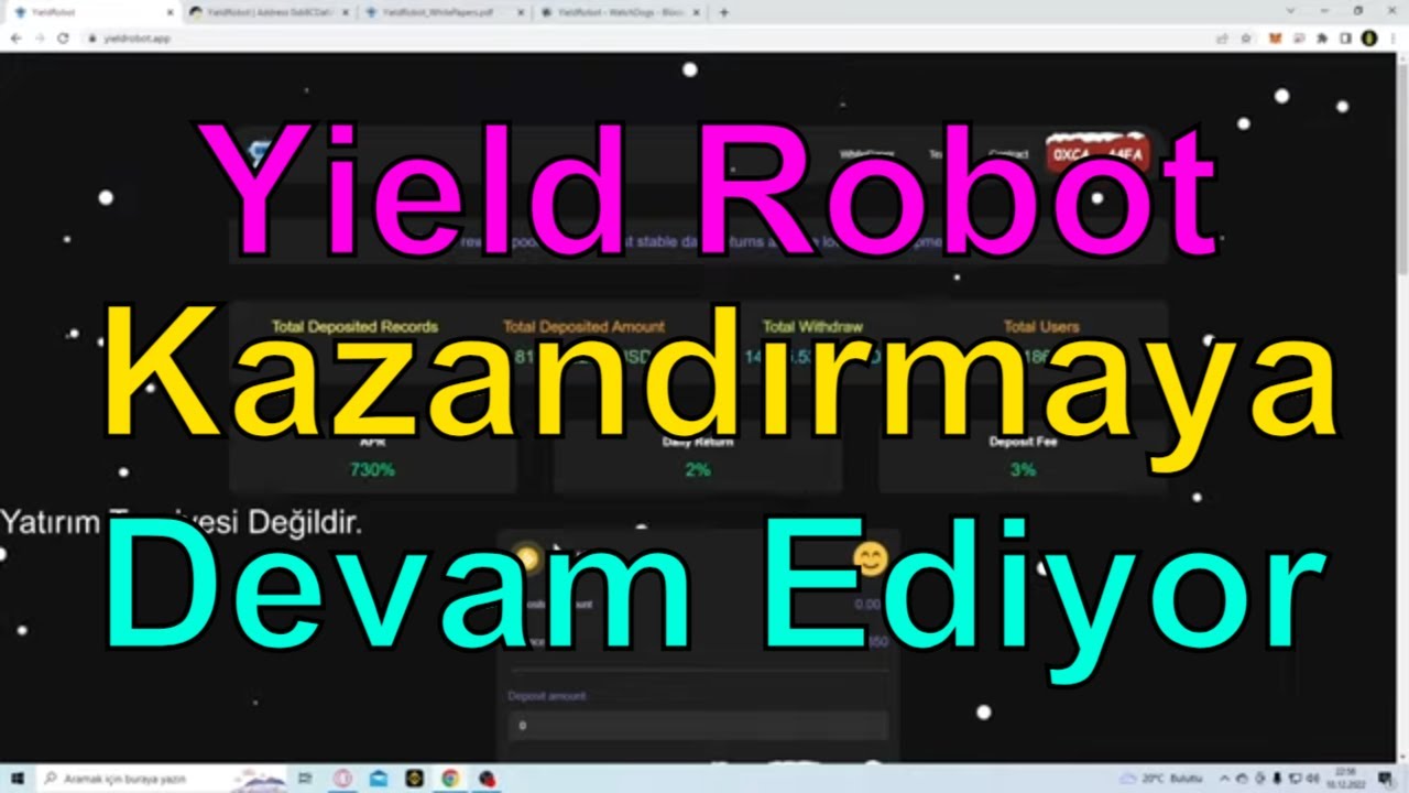 Yield Robot İncelemesi !! - 50 Gün Roi li Defi Projesi Yield Robot !! - YouTube